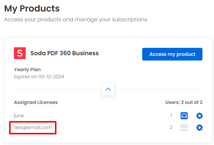 Can I assign my product to a user? – Soda PDF